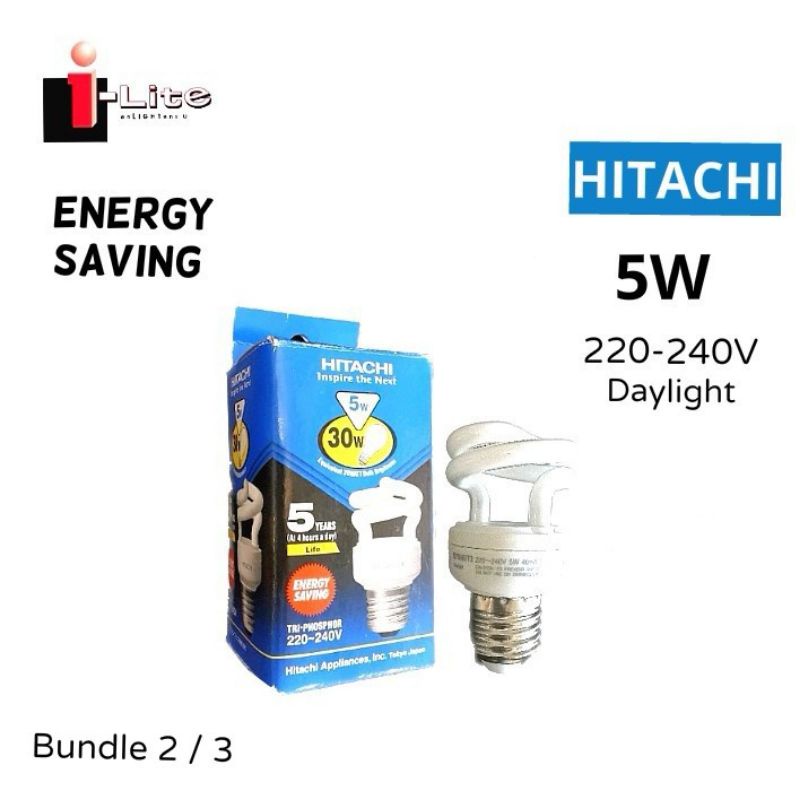 LIGHT BULB E27 5W HITACHI ENERGY SAVING DAYLIGHT | Shopee Singapore