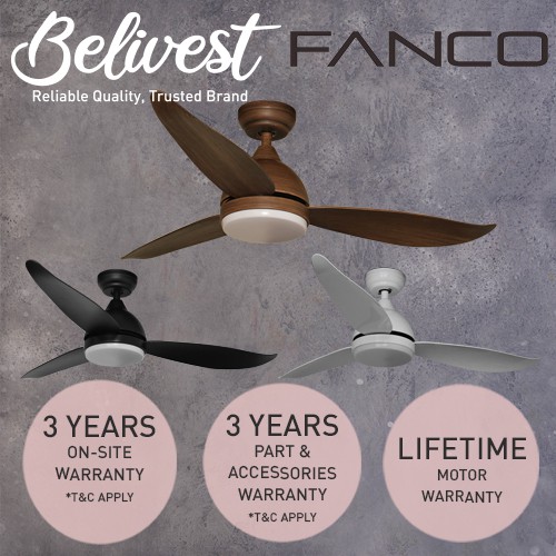 FANCO B-STAR DC Motor Ceiling Fan With LED- 3 Blades 36,46,52 inch ...