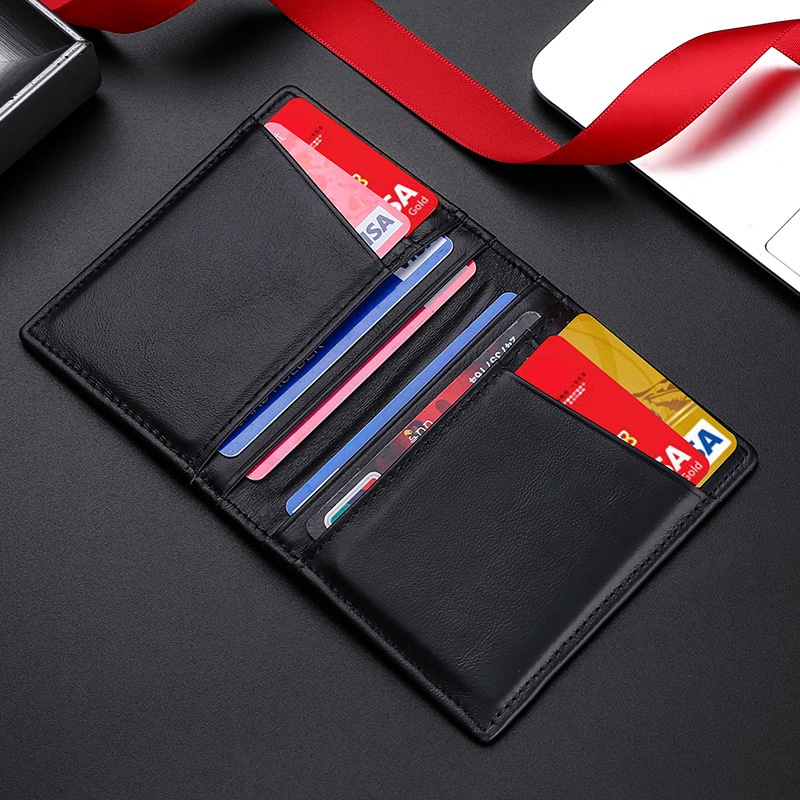 Ultra Slim Cowhide Soft Leather Wallet Card ID Display Card Holder ...