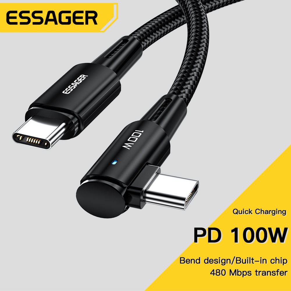 Essager 100W/60W type c to type c cable fast charging Elbow data cable ...