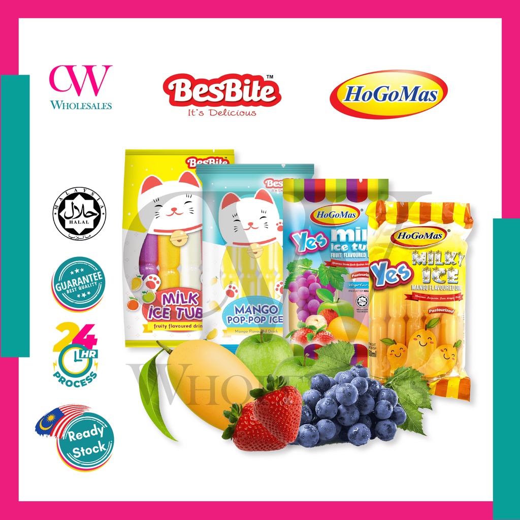 Besbite Milk Ice Tube Fruity & Mango 450ml | Ho Go Mas Milk Ice Tube ...