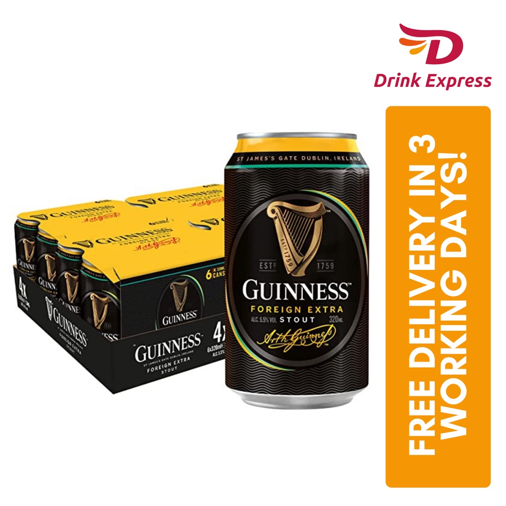 Guinness Foreign Extra Stout Beer Can, 320ml x 24 cans | Shopee Singapore