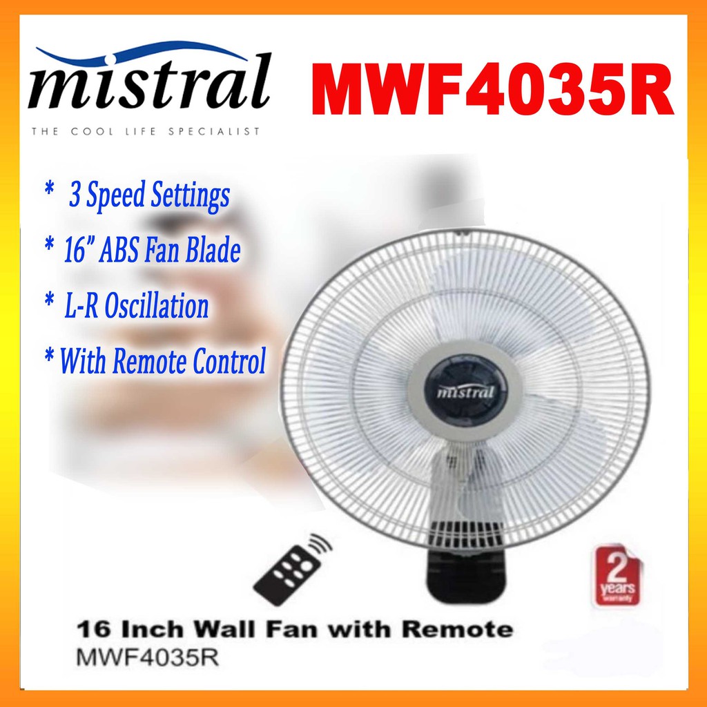 MISTRAL MWF4035R 16 inch Wall Fan Remote - Grey | Shopee Singapore