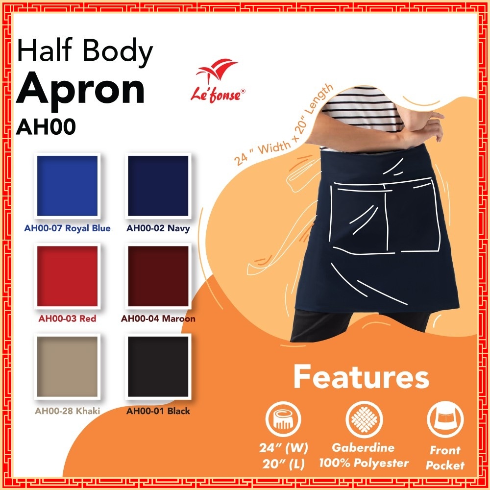 Lefonse Half Body Apron with Front Pocket 100% Polyester AH00 - (6 ...