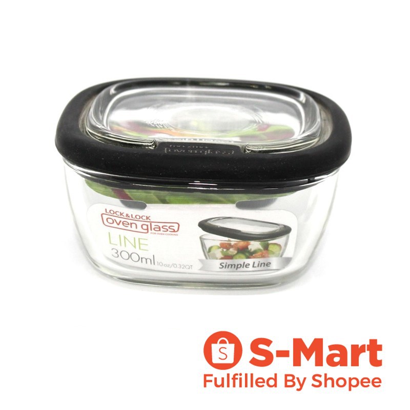 Lock & Lock Oven Glass Line Container 300ml Square - Foh Foh | Shopee ...