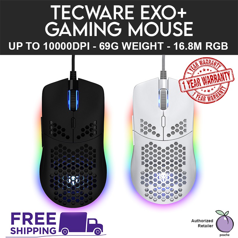 Tecware EXO+ Plus Competition Grade Lightweight RGB Gaming Mouse, 69g ...