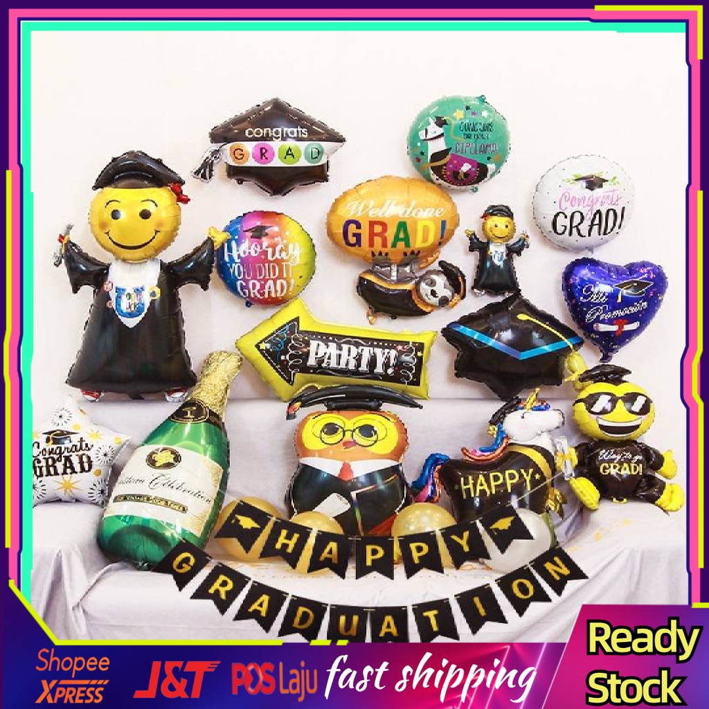 Graduation Foil Balloon Banner Cake Topper happy graduation balloon ...