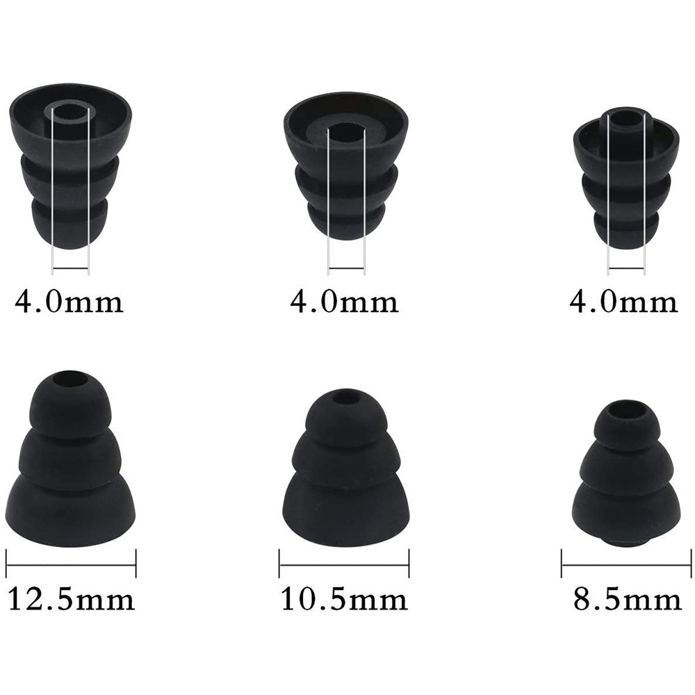 3 Pairs Replacement Triple Flange Conical Ear Tips Earbuds Eartips ...