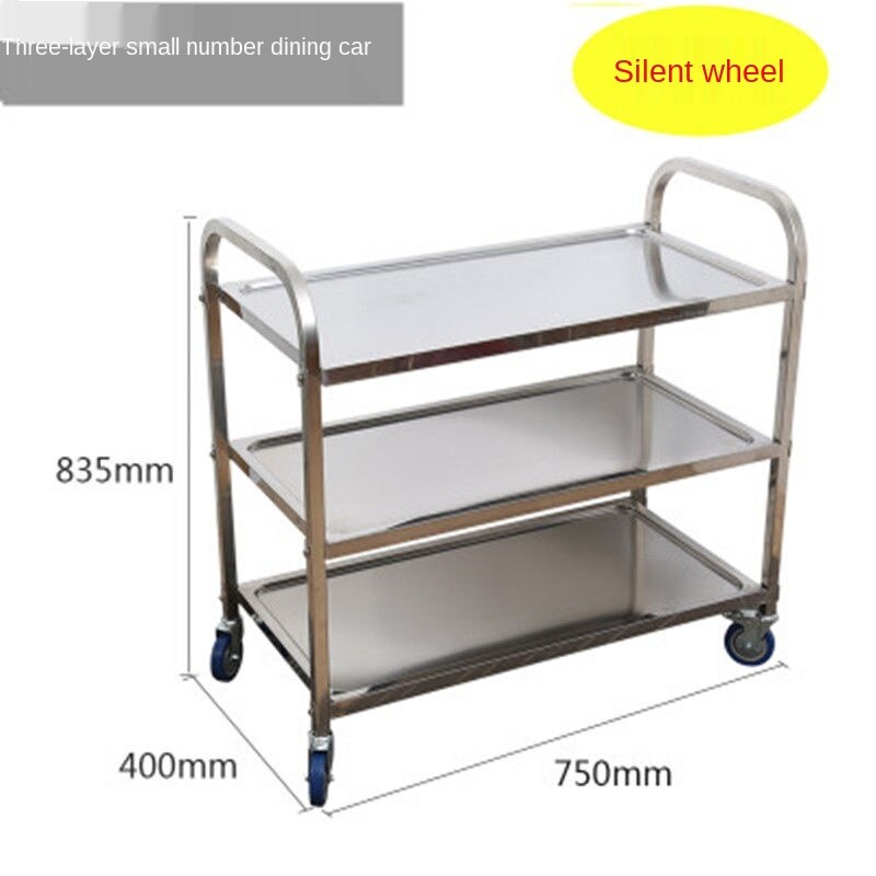 Stainless steel trolley with wheels food trolleyThickened Food Truck ...