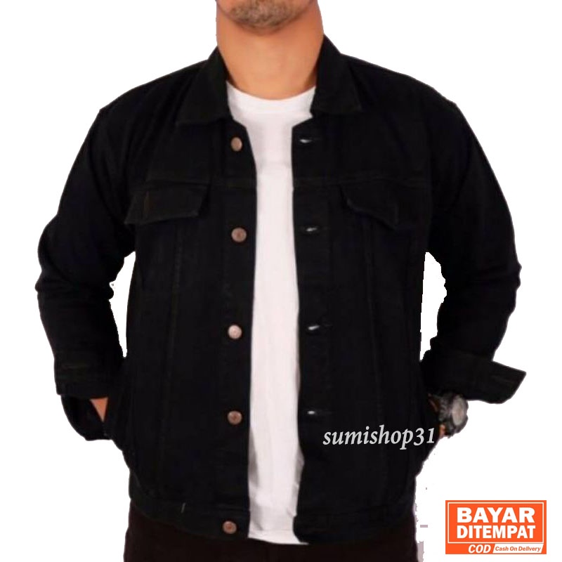HITAM Big Sale!!!Men's Plain Black JEANS Jacket-DENIM Jacket-Boy's ...