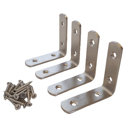 4 pcs Stainless Steel L Bracket / L shaped Shelf Bracket 50mm 60mm 80mm ...