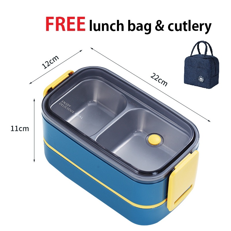 1 Tier / 2-Tier Air-tight Lunch Bag Stainless Steel Lunch Box BPA free ...