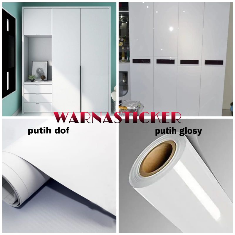 Cupboard wallpaper stickers, plain white glossy stickers, matte kitchen ...