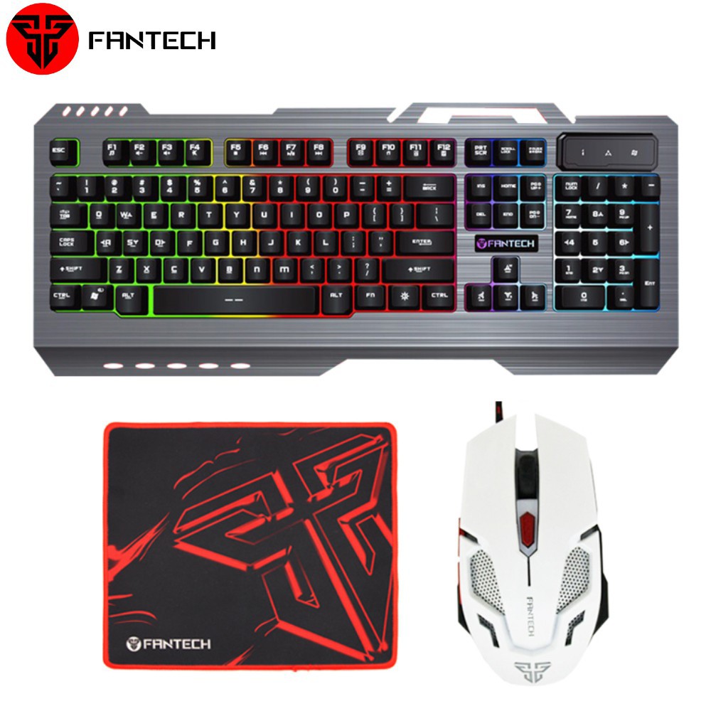 Fantech K12 Metal Body Keyboard + Fantech KAEL V2 Mouse(White)+Fantech ...
