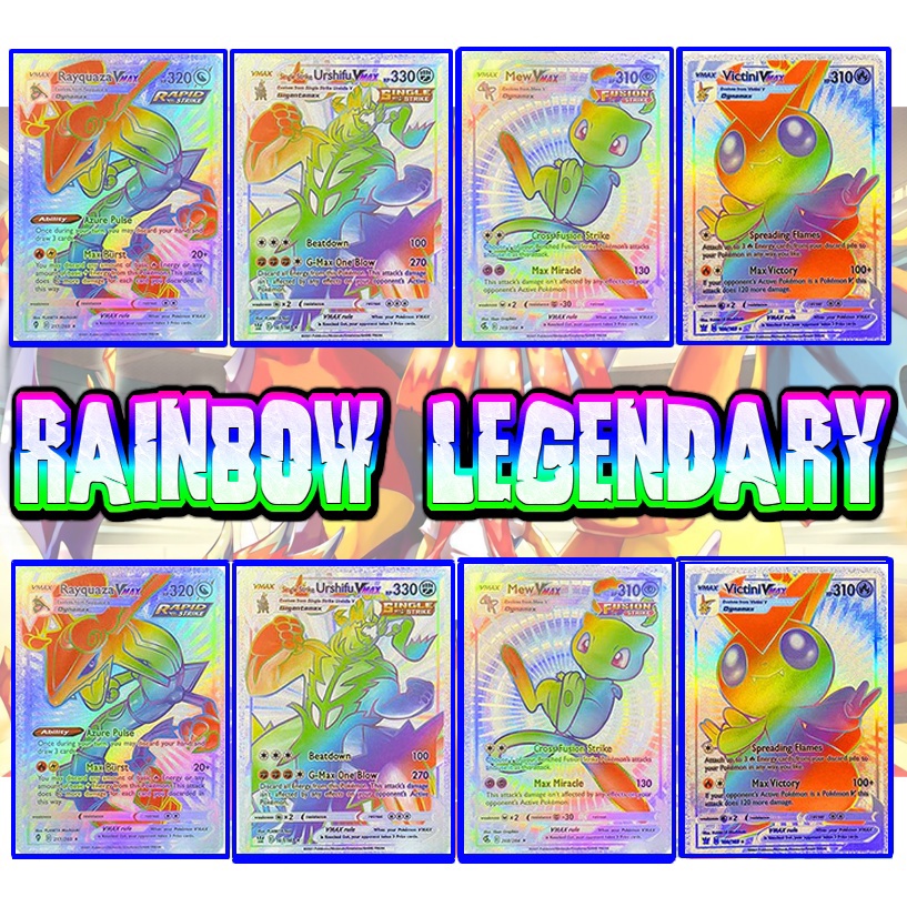 SILVER FOIL POKEMON TCG CARD - VMAX RAINBOW SPECIAL LEGENDARY | Shopee ...