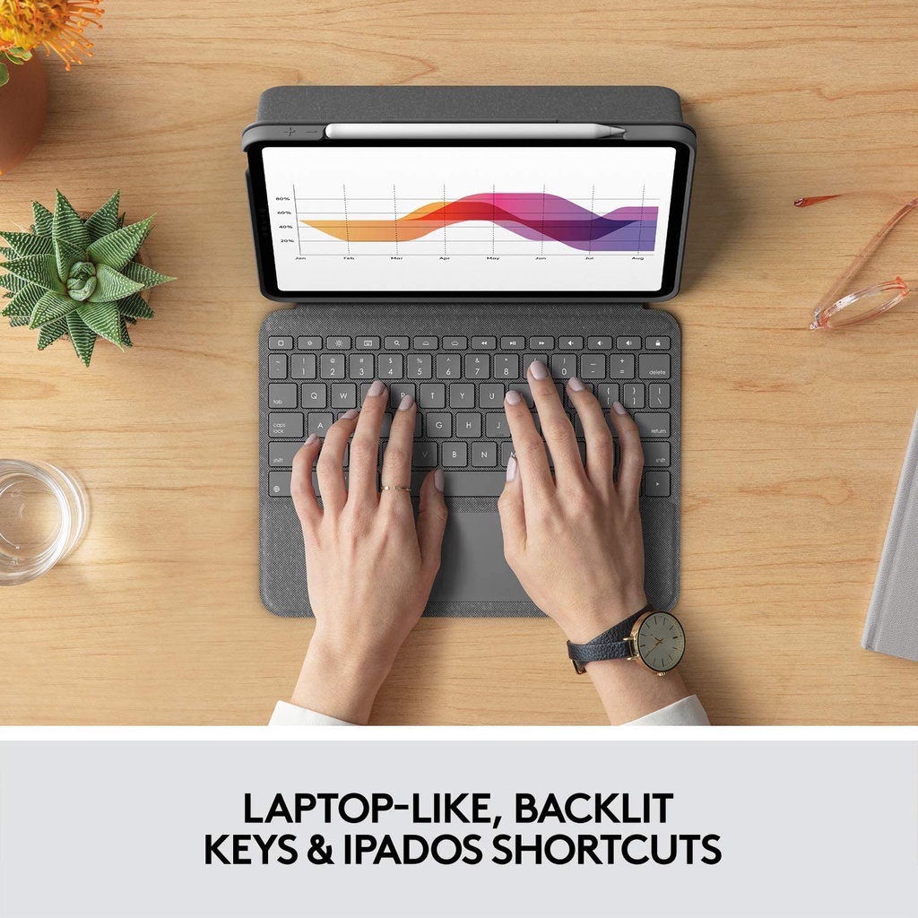 Logitech Folio Touch Backlit keyboard case with trackpad for iPad Air ...
