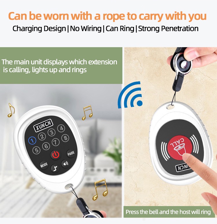 Wireless Caregiver Pager Smart Call Button Transmitter With Receiver ...