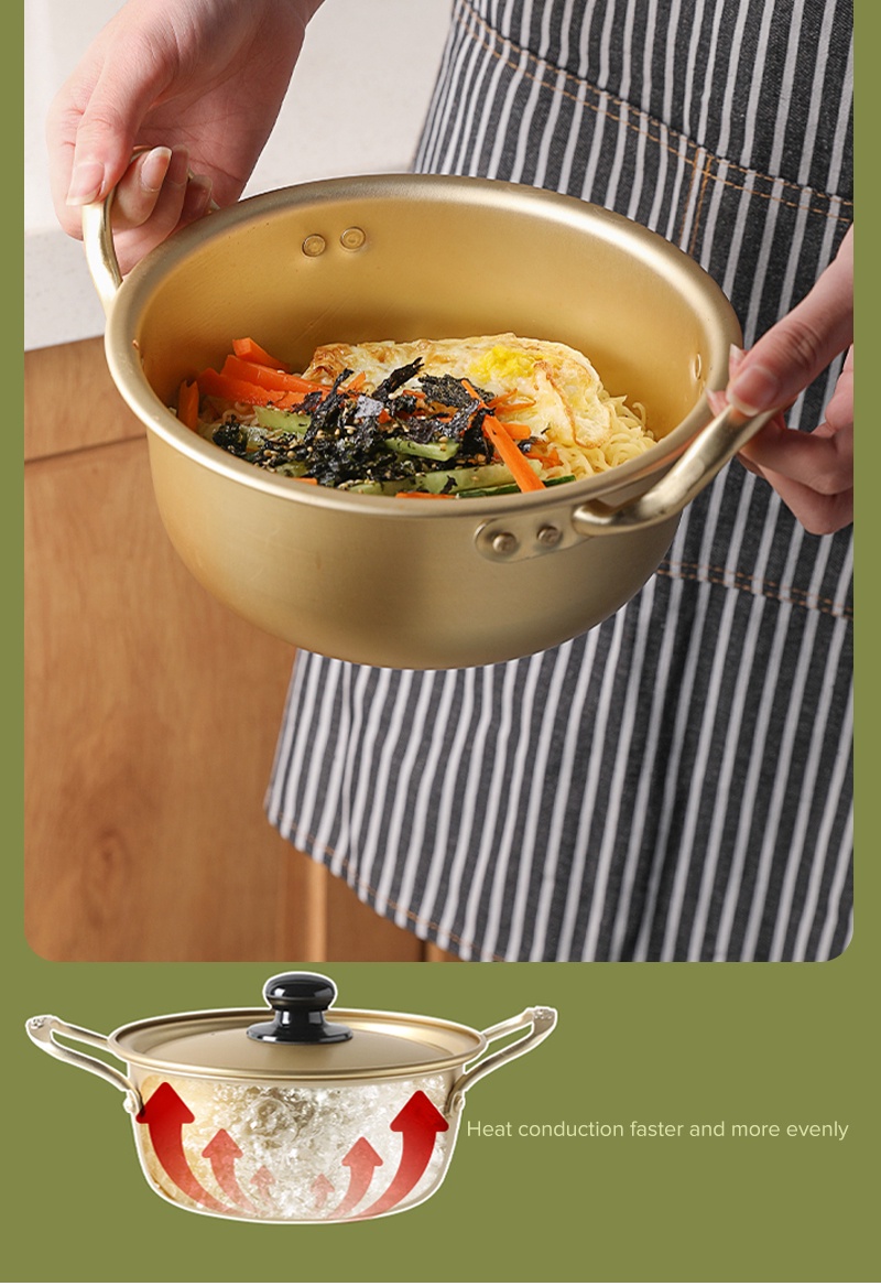 SWEEJAR Korean Style Ramen Pot with Lid Aluminum Soup Pot 14CM/16CM ...