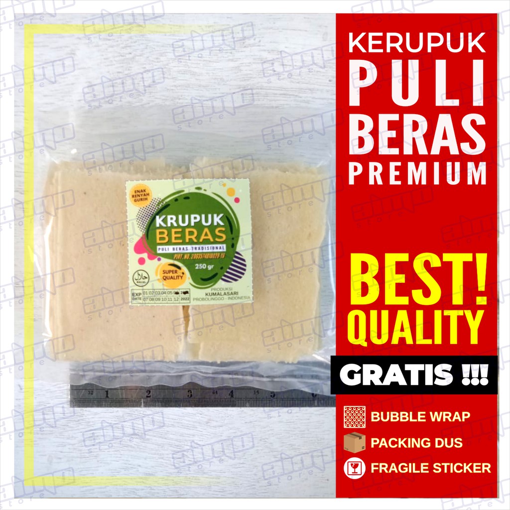 PUTIH Original KUMALASARI RICE PULI Crackers Raw SUPER PREMIUM SQUARE ...