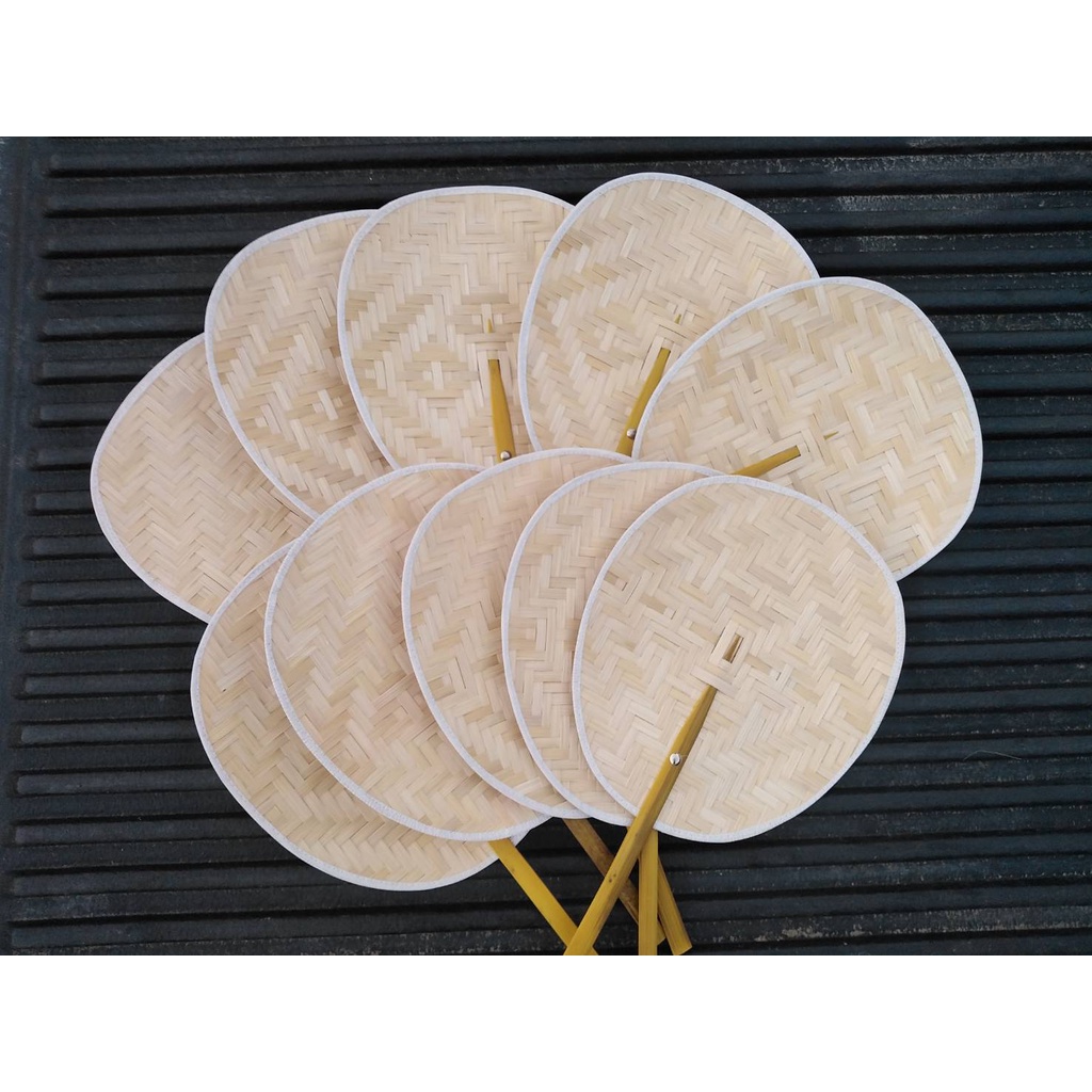 Bamboo weaving fan (natural white), non-toxic, organic fan | Shopee ...