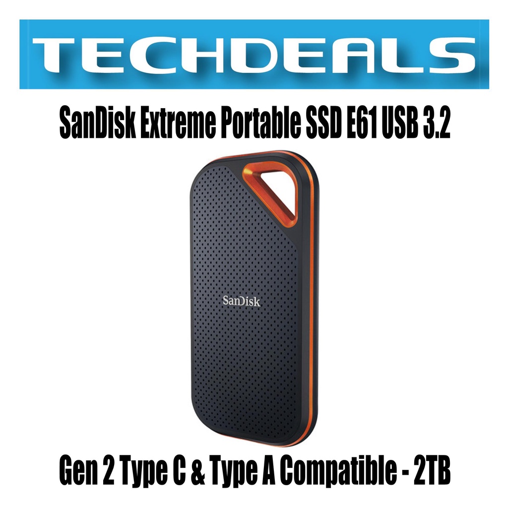 SanDisk Extreme Portable SSD E61 USB 3.2 Gen 2 Type C & Type A Compatible - 2TB | Shopee Singapore