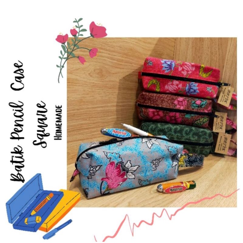 BATIK COTTON PENCIL CASE RECTANGLE ( HOMEMADE ) | Shopee Singapore
