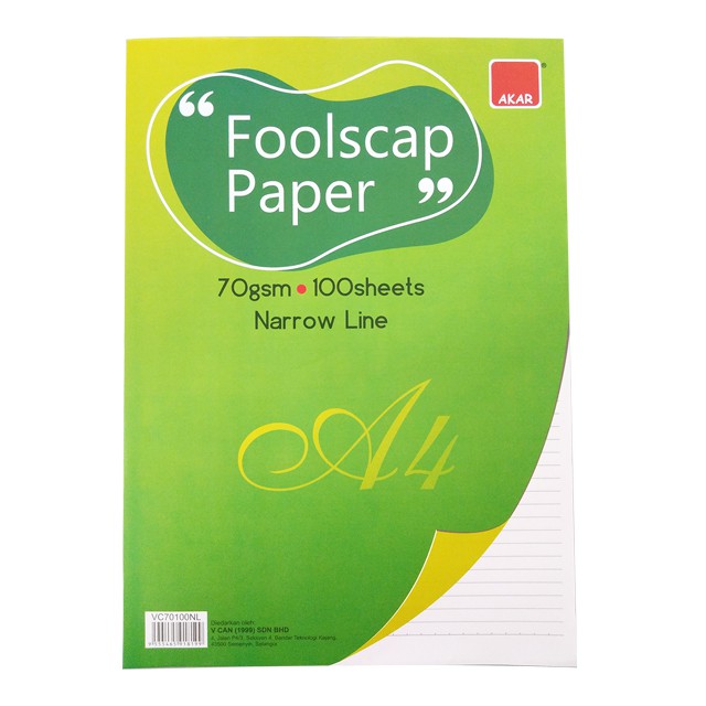 Akar A4 Size Foolscap Paper / Test Pad 70gsm 100 sheets (Narrow line ...