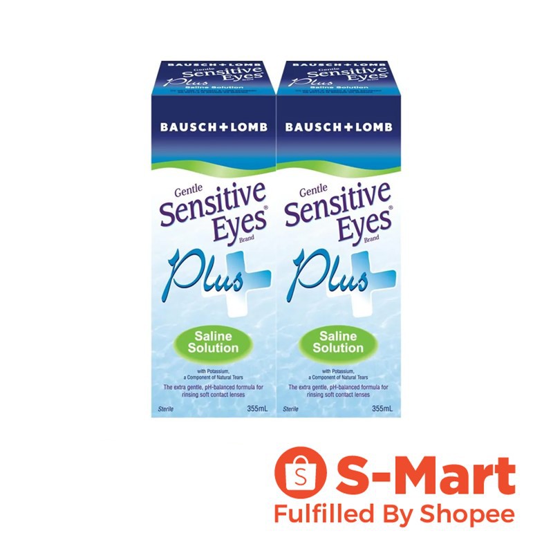 Bausch and Lomb Sensitive Eyes Plus Saline Solution 355ml, Pack of 2 ...
