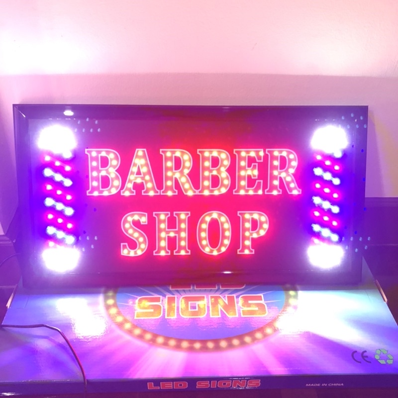 Open Light Sign Running Letter Shop Headlight Neon Led Sign-BARBERSHOP ...