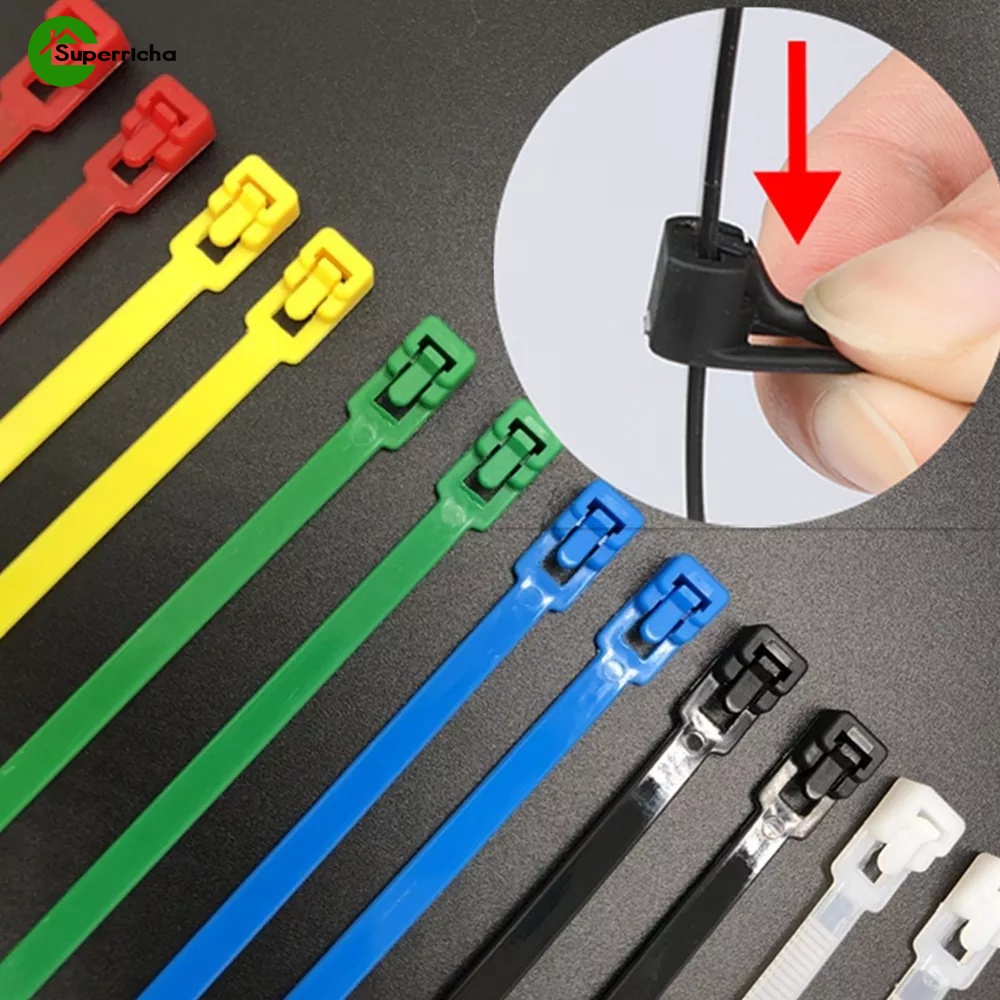 100PCS 5*200MM Releasable Cable Ties /Colored Plastics Reusable Cable ...