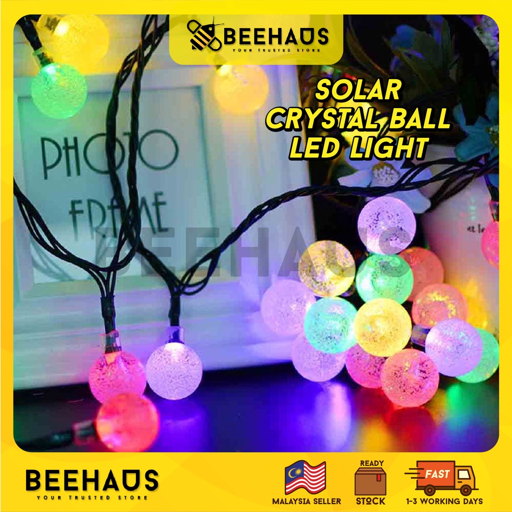 BEEHAUS LED Solar Crystal Ball Light | Outdoor Garden Decoration ...