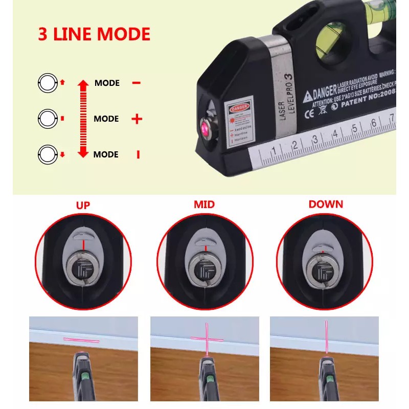 Laser Level Scale Horizon Vertical Measure 8FT Aligner Standard and Metric Ruler Multipurpose ...