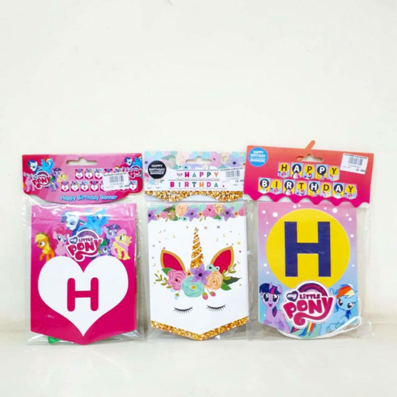 Happy BIRTHDAY Character BANNER (Party Decor Bunting Flag HBD BIRTHDAY ...