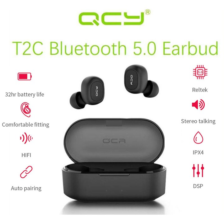 Xiaomi QCY T2C TWS Bluetooth Earphone, Auto-Pairing, CVC 6.0 Noise ...