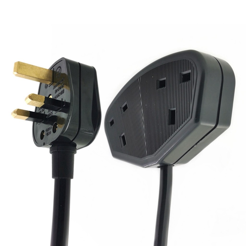 UK Male Plug to Double Female Socket Power Extension Cable With Fuse, 1 ...
