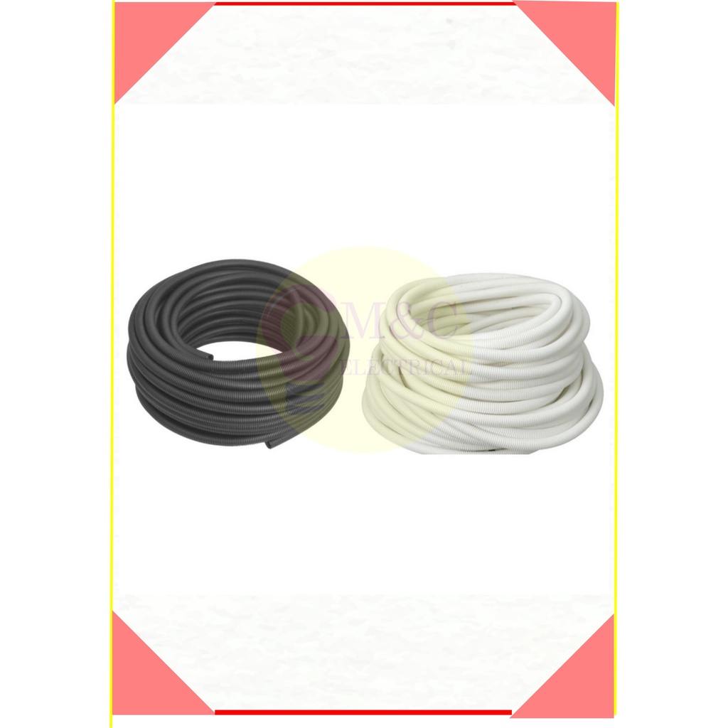 FLEXIBLE CONDUIT 20MM/25MM PVC FLEXIBLE CORRUGATED WHITE/BLACK (PER ...
