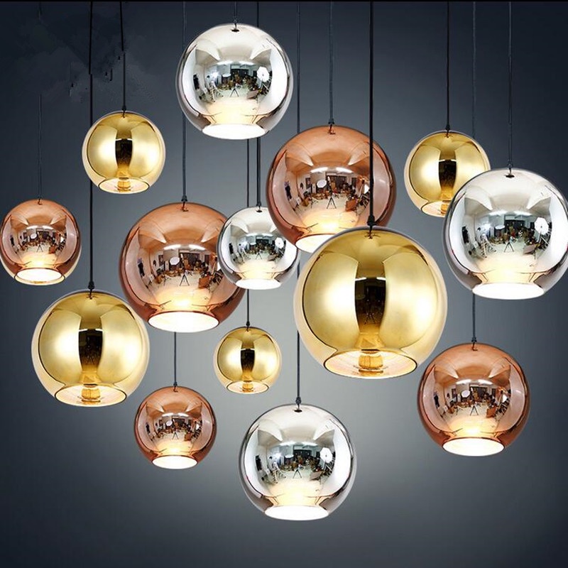 Mirror Plating Glass Pendant Light Led Glass Ceiling Hanging Lamp ...