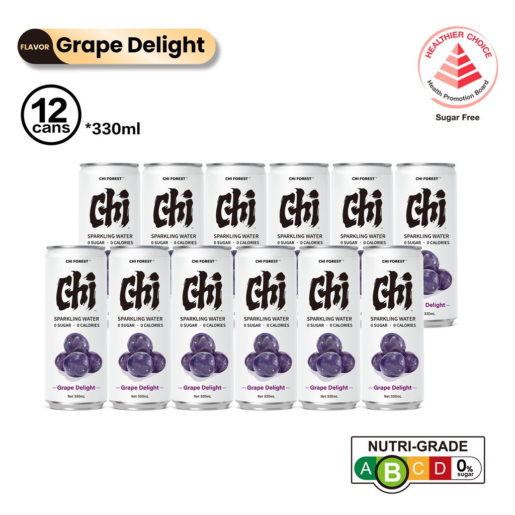 Chi Forest Grape Delight Soda Sparkling Water Drink 330ml x 12 Cans | Shopee Singapore