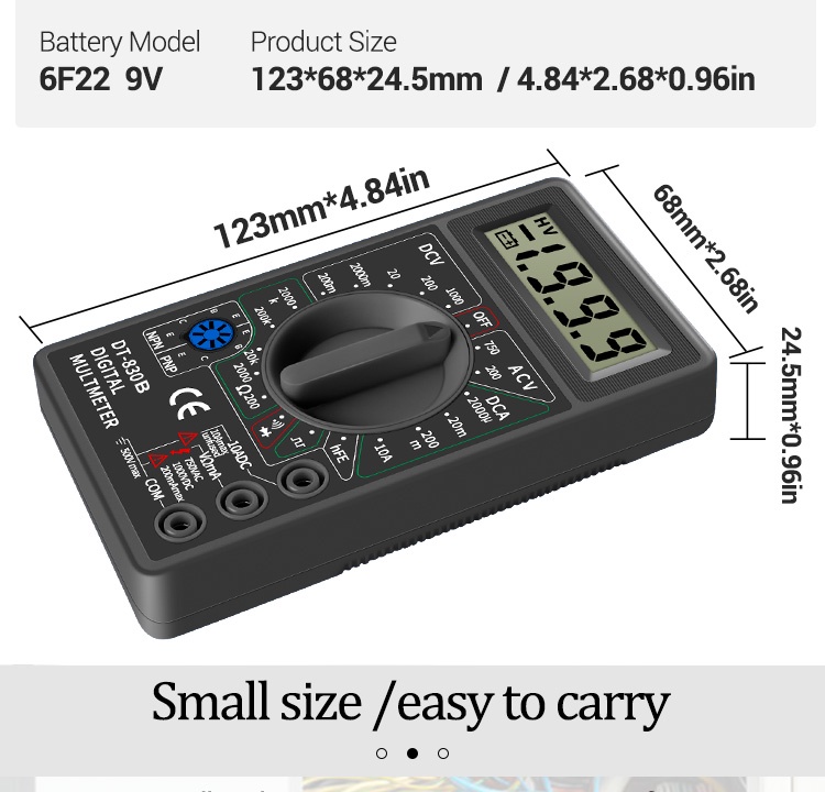 DT830B AC/DC LCD Digital Multimeter Mini Voltmeter Ammeter Ohm Tester ...