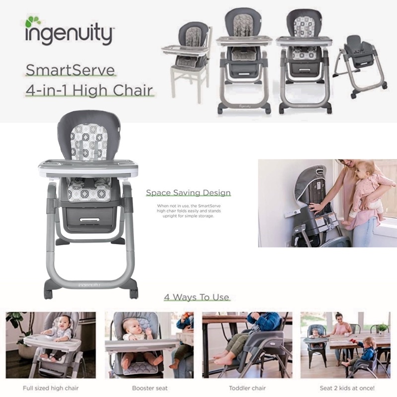 Ingenuity SmartServe 4-in-1 High Chair - Clayton | Shopee Singapore
