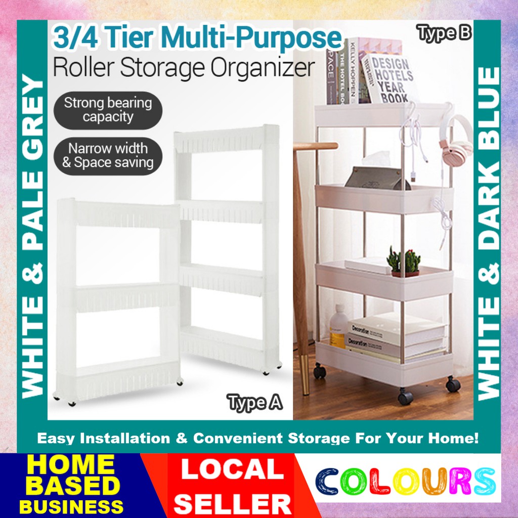 Multi-Purpose Slim Kitchen/Bathroom Trolley Shelf/Rack/Storage/Utility ...