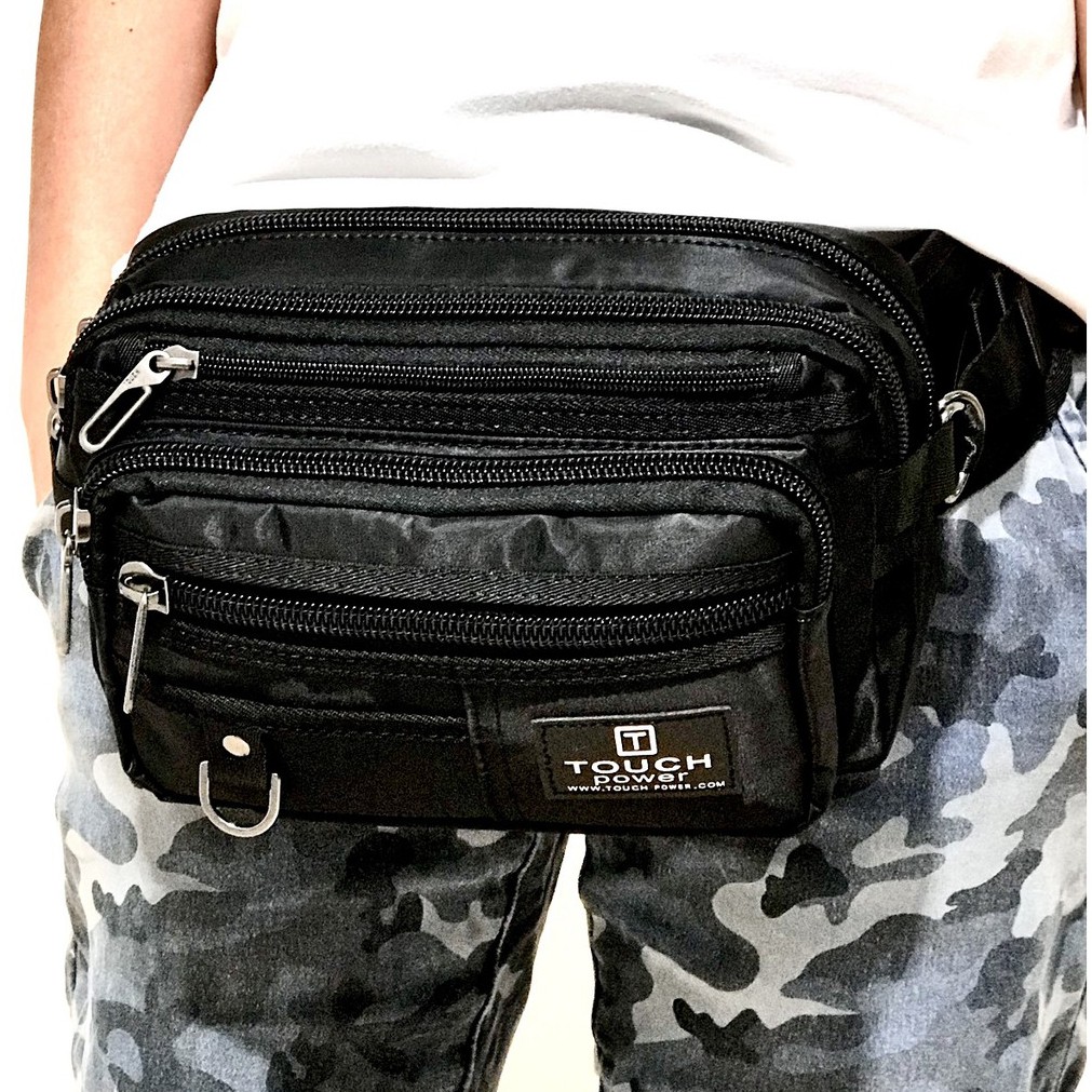 Touch Power & Tough Warrior Multi Zipper Men Waist Bag Chest Bag Pouch ...
