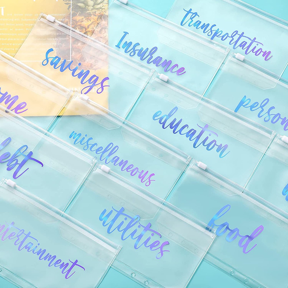 12Pcs A6 Cash Planner Binder Pocket File Organizer Storage Folder ...