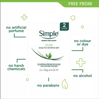 Simple Pure Soap Bar For Sensitive Skin, 100g (2 bars in one pack ...