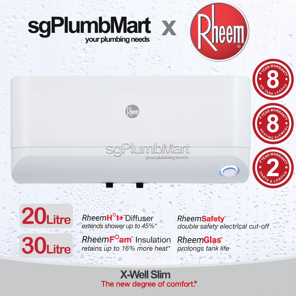 sgPlumbMart x Rheem Xwell Slim Storage Heater XS20 XS30 Slim 20 litres ...
