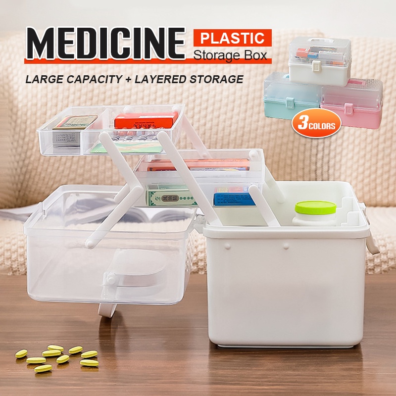 Large Capacity Family Medicine Organizer Box Portable First Aid Kit ...