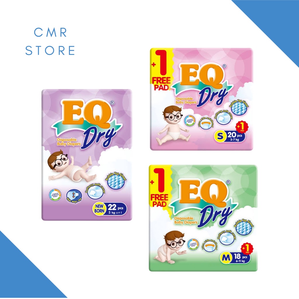 EQ Dry Travel Pack Baby Diaper (Medium by 18's / Small by 20's ...