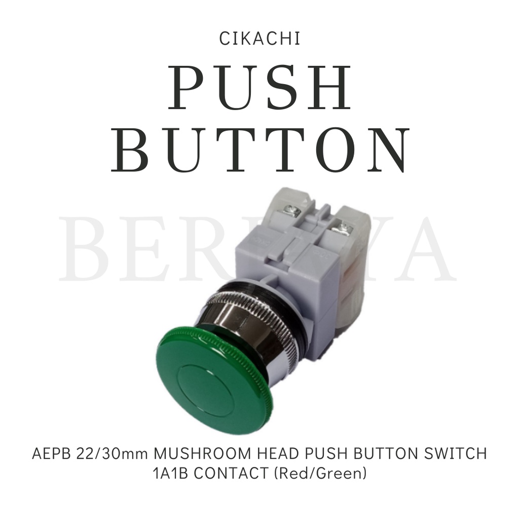 Cikachi AEPB 22/30mm MUSHROOM HEAD PUSH BUTTON SWITCH 1A1B CONTACT (Red ...