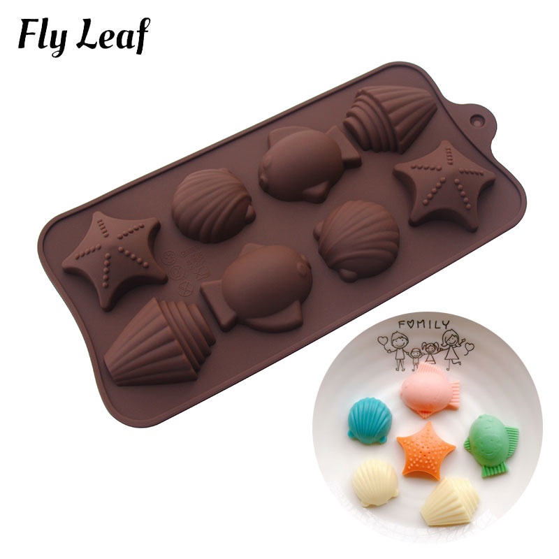 Fly Leaf Starfish Conch Shell Silicone Mould Chocolate Candy Jelly ...