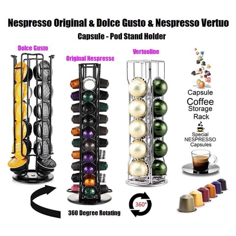 Nespresso Capsule Stand - 360° Rotating Steel Holder - Store 40pcs ...